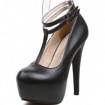 Fashionwear Double Buckles Ankle T-shaped Woman Stiletto Shoes on Luulla