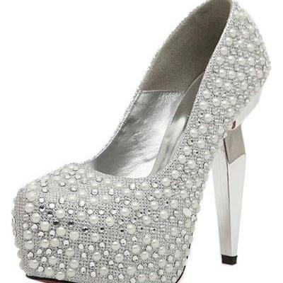 Fashionwear Silver Faux Pu Pearl Platform on Luulla