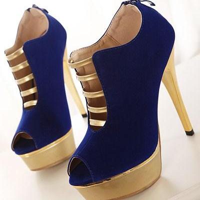 Fashionwear Blue Toe Metallic Platform Heels on Luulla