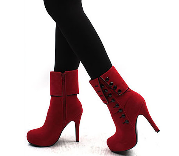 Fashionwear Women's Short Boots With Button And High Heel Design on Luulla