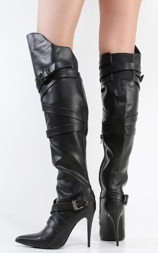 Fashionwear Pointy Toe Strappy Buckle Boots on Luulla