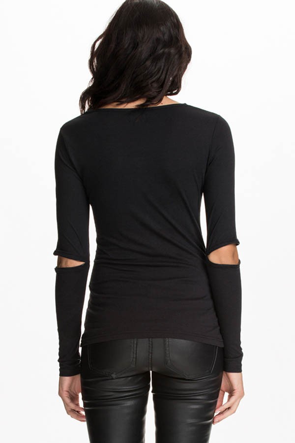 Fashionwear Black Cutout Zipper Stylish Top on Luulla