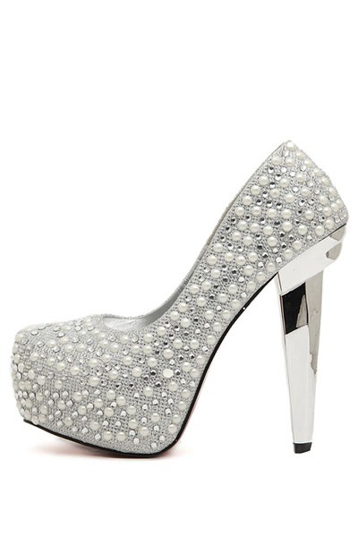 Fashionwear Silver Faux Pu Pearl Platform on Luulla