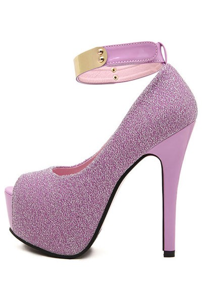 Fashionwear Light Purple Faux Pu High Platform Heels on Luulla
