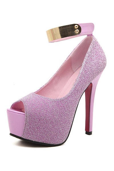 Fashionwear Light Purple Faux Pu High Platform Heels on Luulla